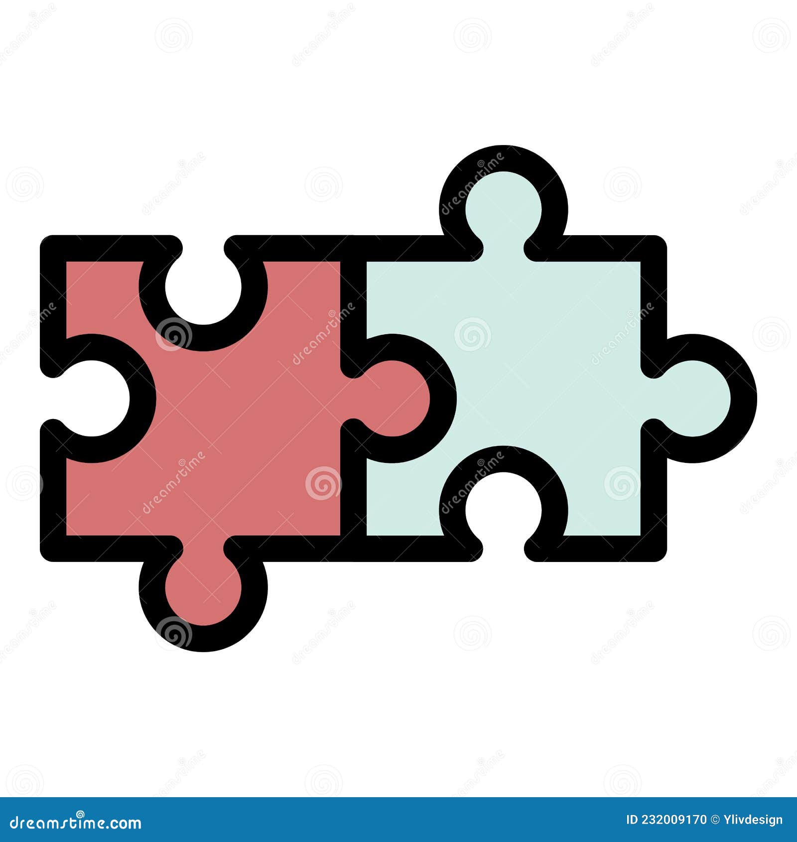 Two Connected Puzzles Icon Color Outline Vector Stock Vector ...