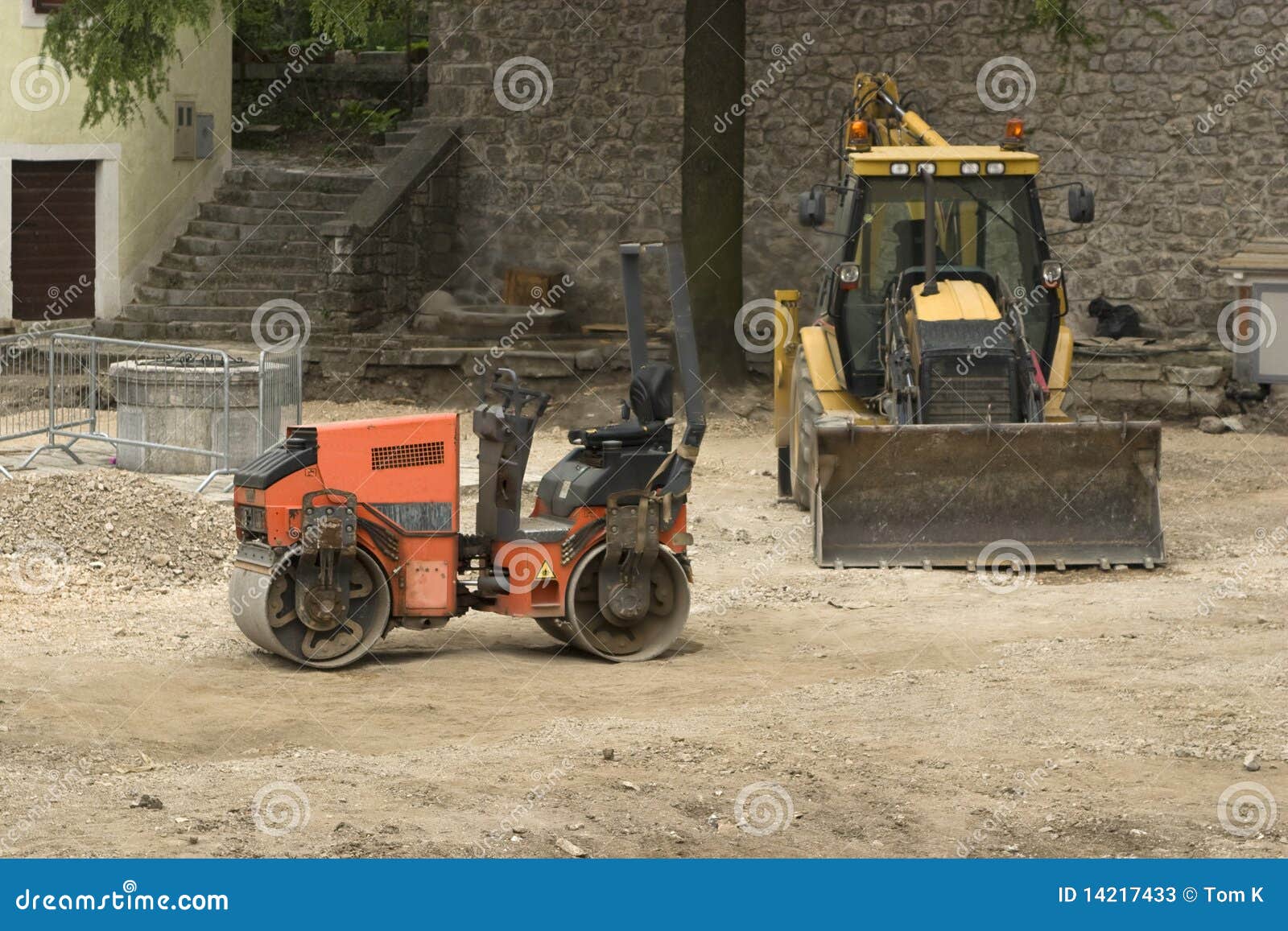 Two Construction Vehicles in Building Land Stock Image - Image of ...