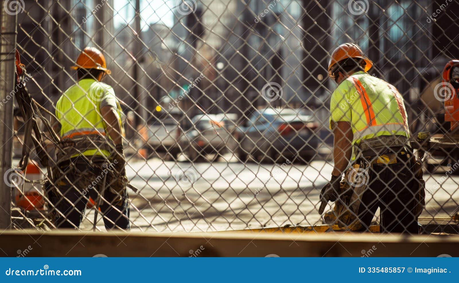 Workers Are Seen Attaching The Winch And Hook To The End Of The Jib ...
