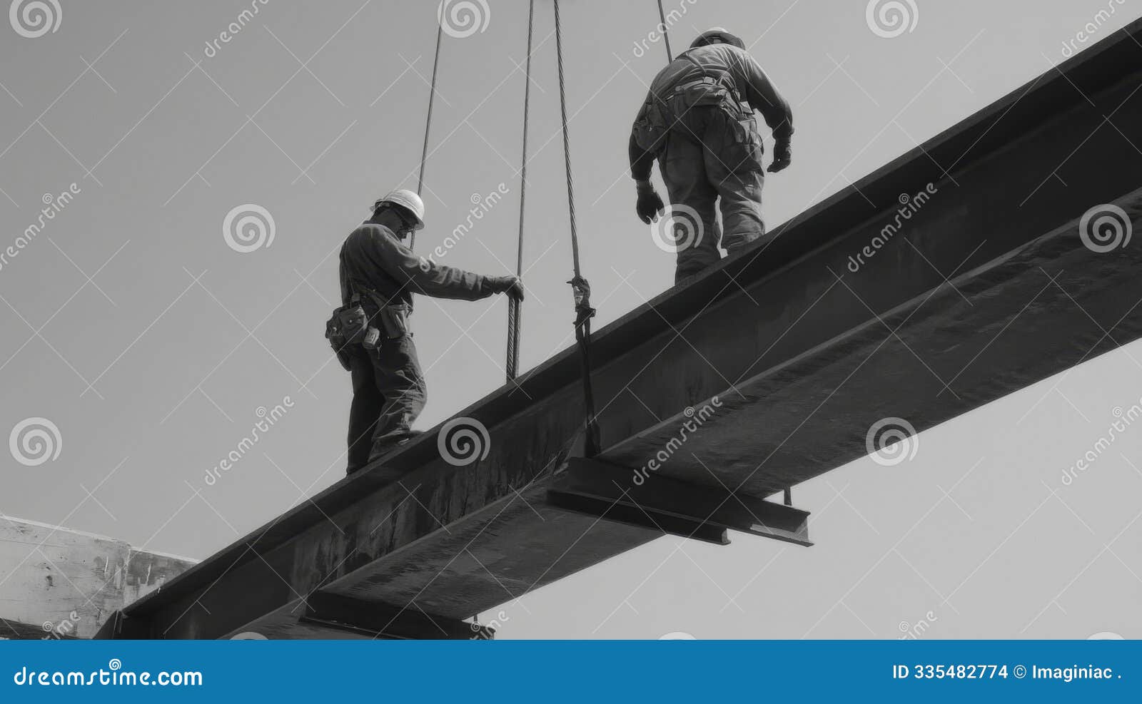 Two Construction Workers on a Steel Beam Stock Illustration ...