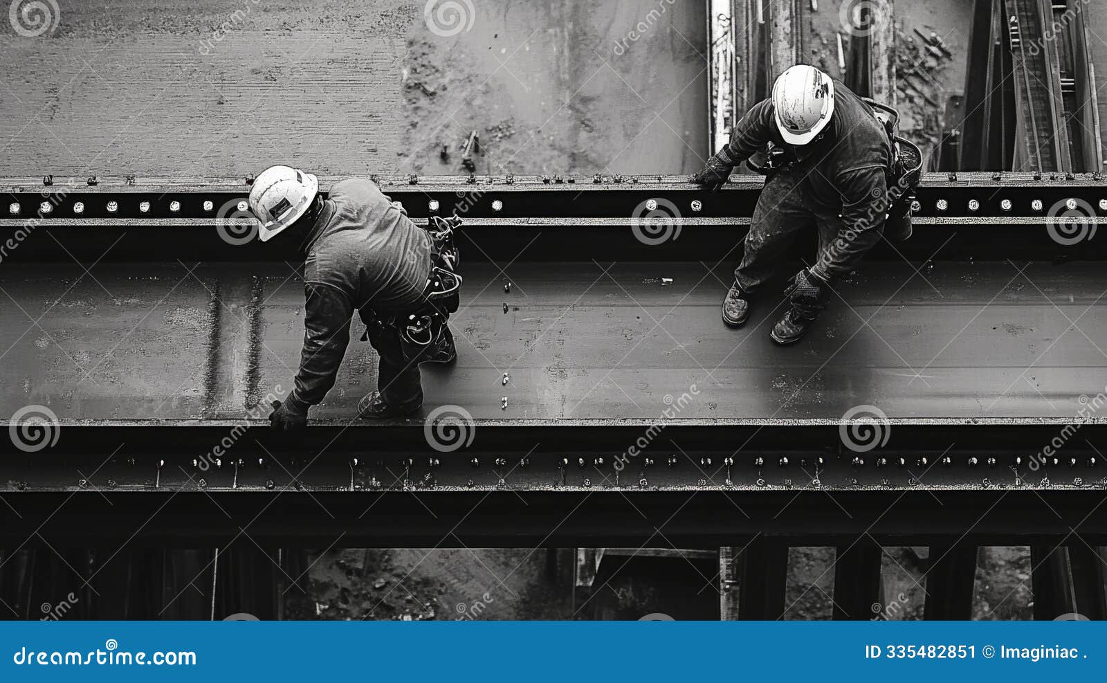 Two Construction Workers on a Steel Beam Stock Illustration ...