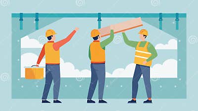 Two Construction Workers Using a Special Adhesive To Attach Insulation ...