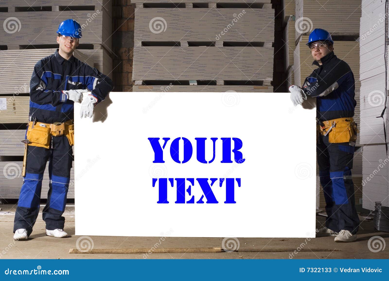 Two Construction Workers with White Table Stock Image - Image of ...