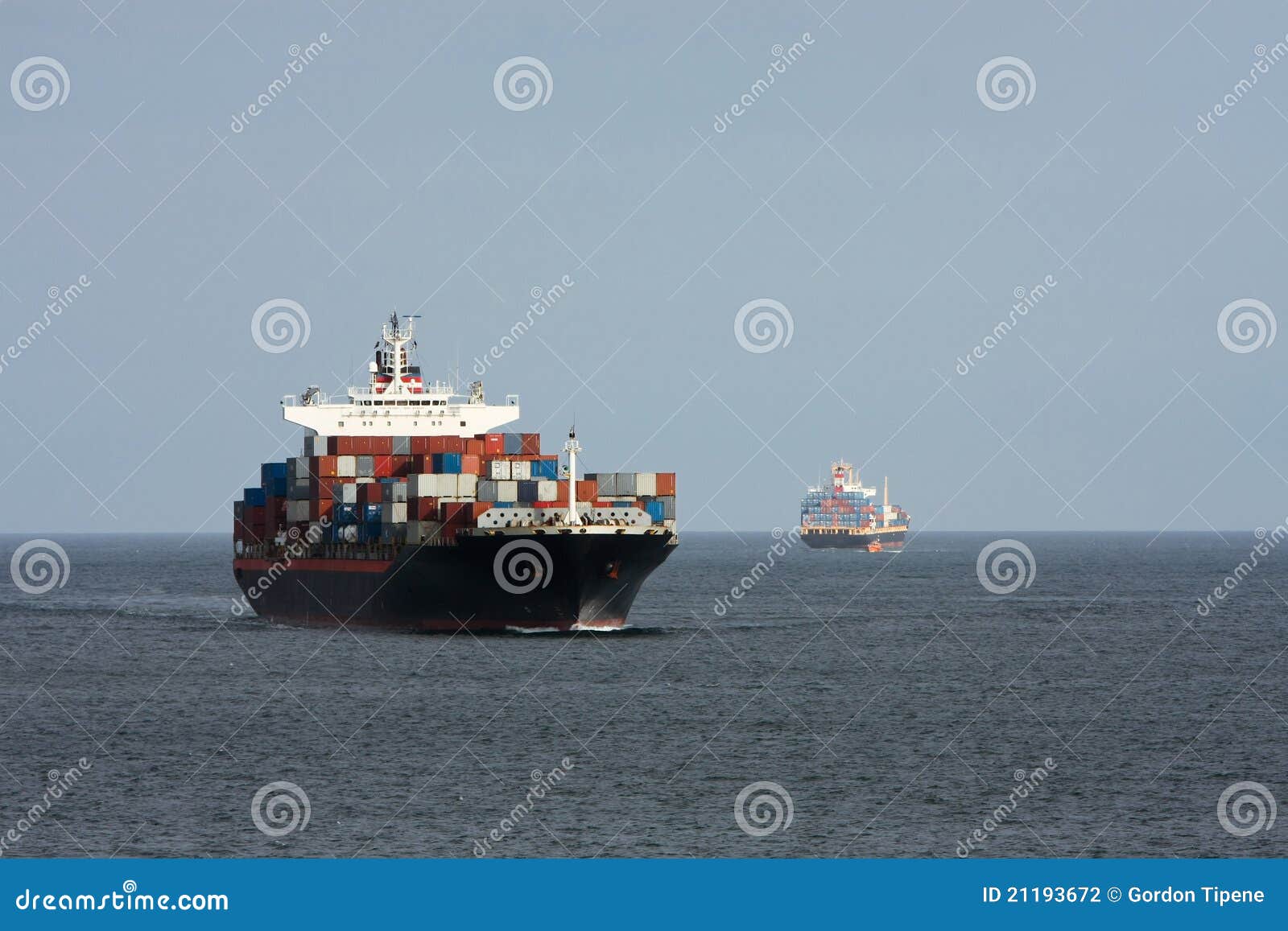 Two Container Ships Pass at Sea Stock Photo - Image of ships, ocean ...