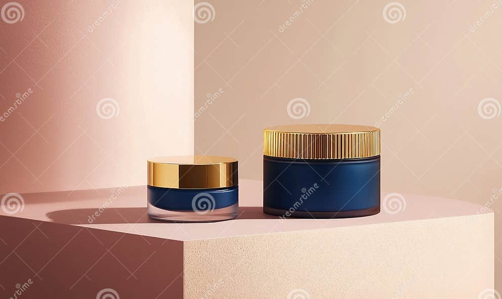 Two Containers of Blue Liquid are Displayed on a White Surface Stock ...