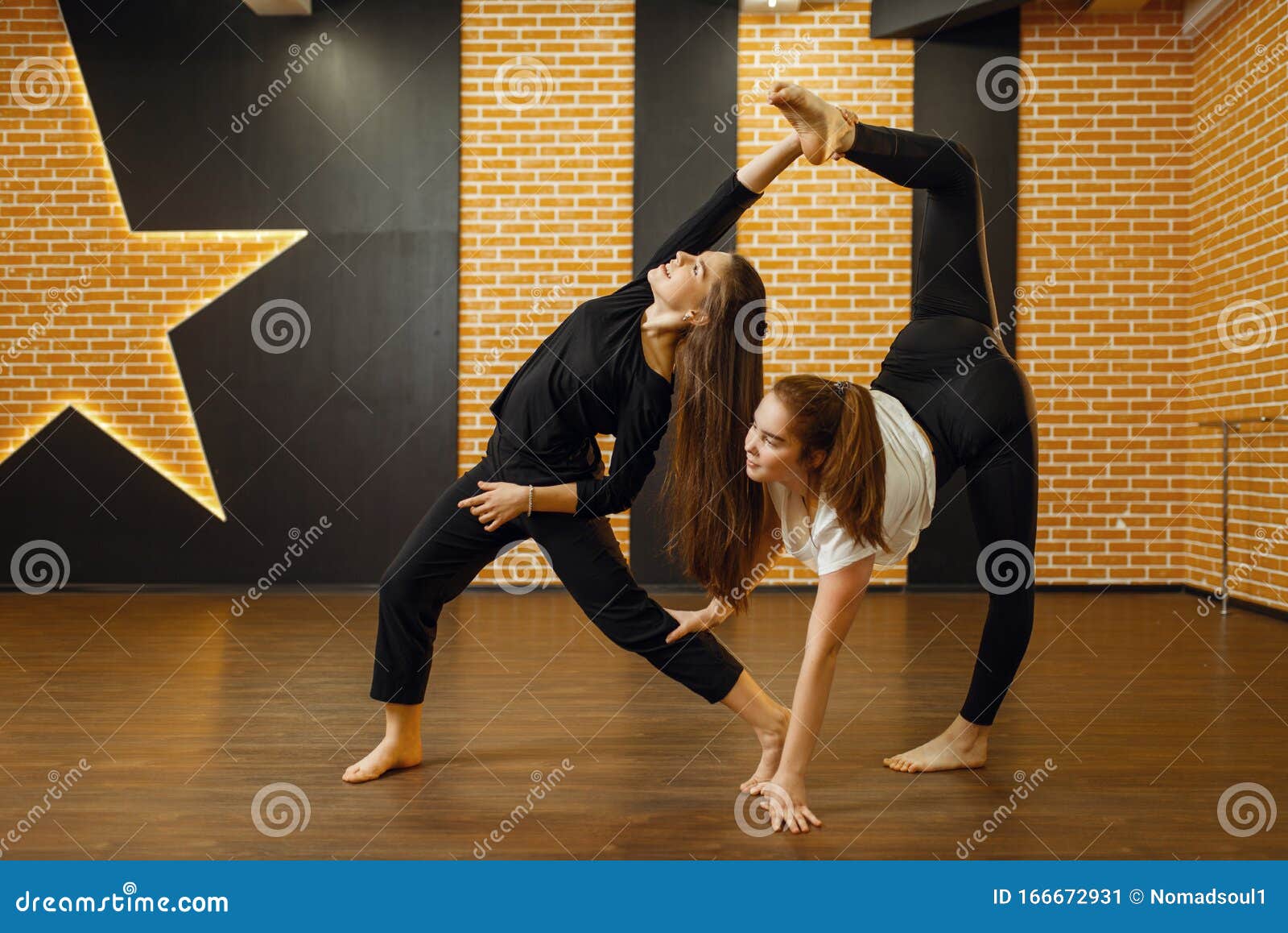 Two Contemporary Dance Performers Poses in Studio Stock Image - Image ...