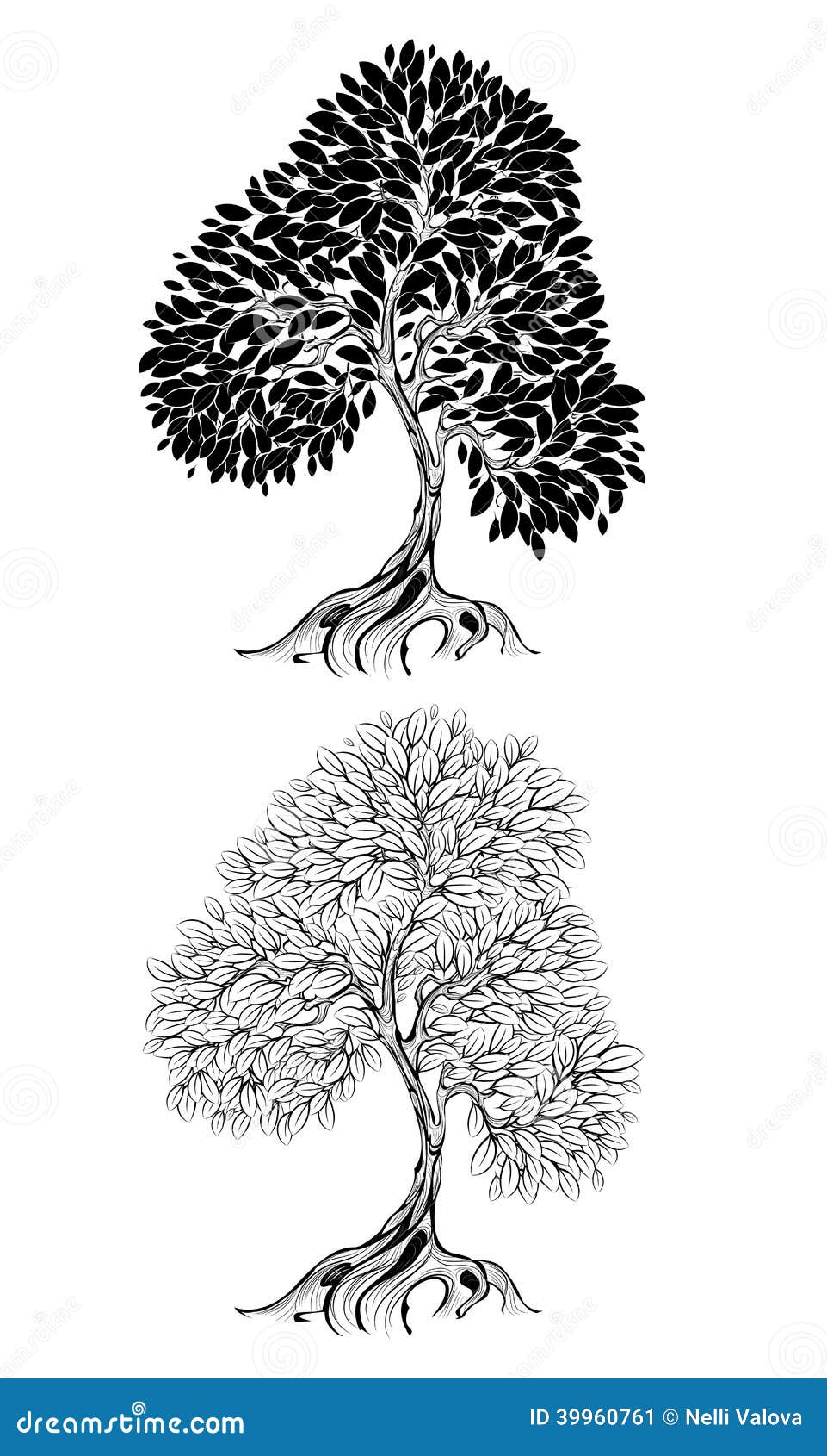 Two contour tree stock vector. Illustration of isolated - 39960761