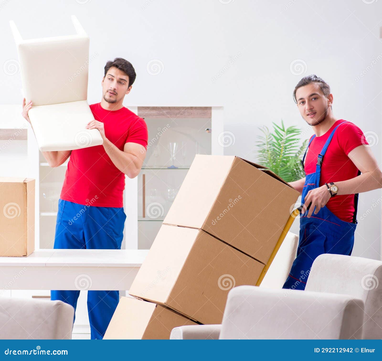 Two Contractor Employees Moving Personal Belongings Stock Photo - Image ...