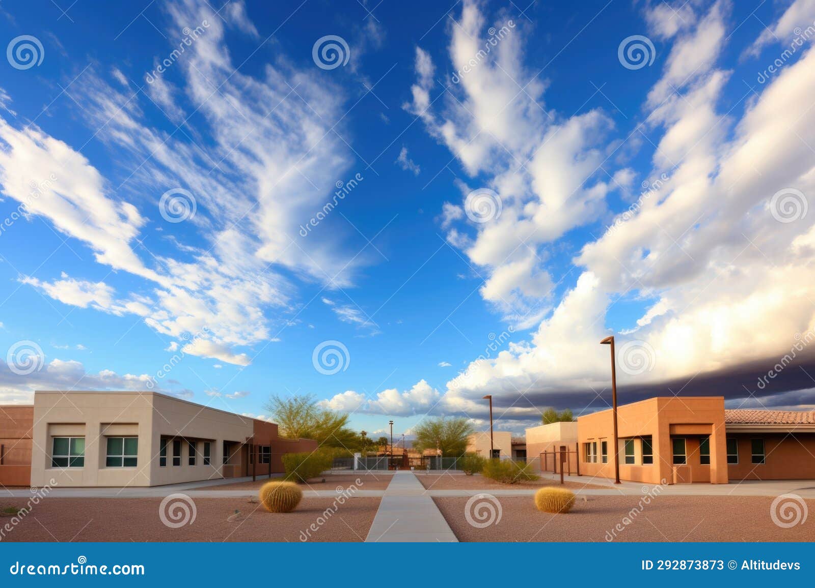Two Contrasting Schools Captured Under the Same Sky Stock Image - Image ...
