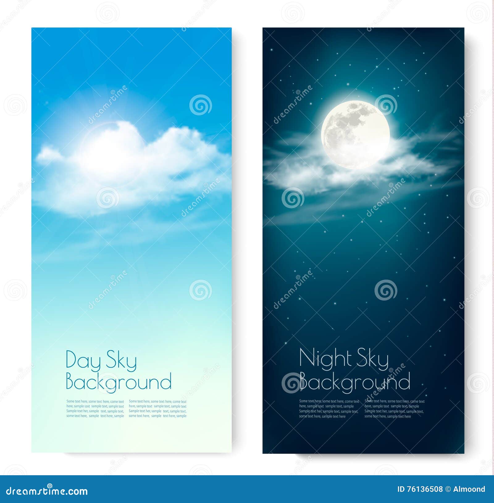 Two Contrasting Sky Banners - Day and Night. Stock Vector ...