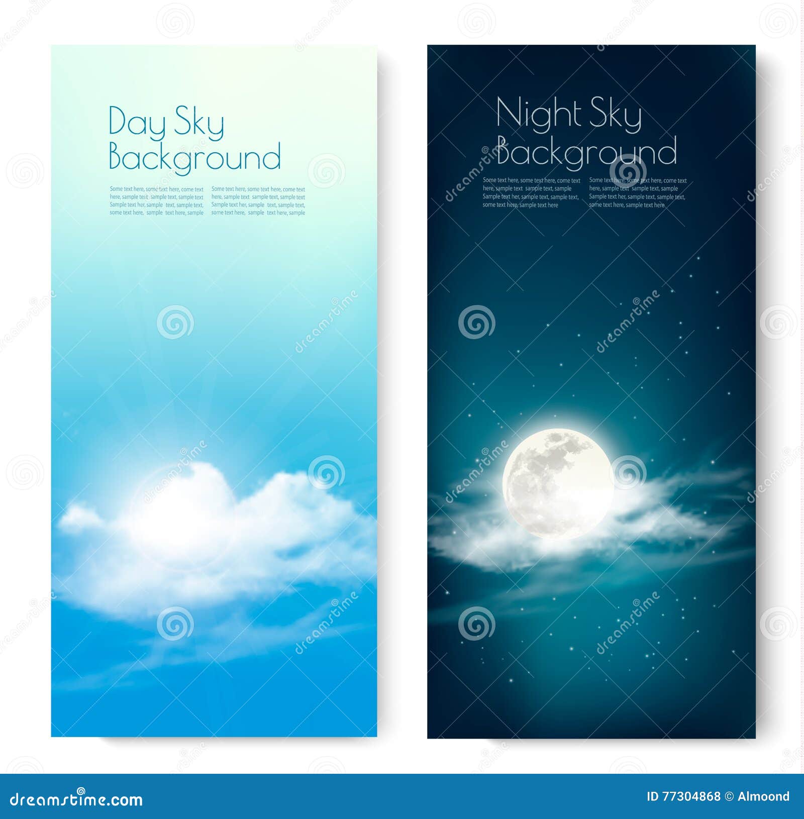 Two Contrasting Sky Banners - Day and Night. Stock Vector ...