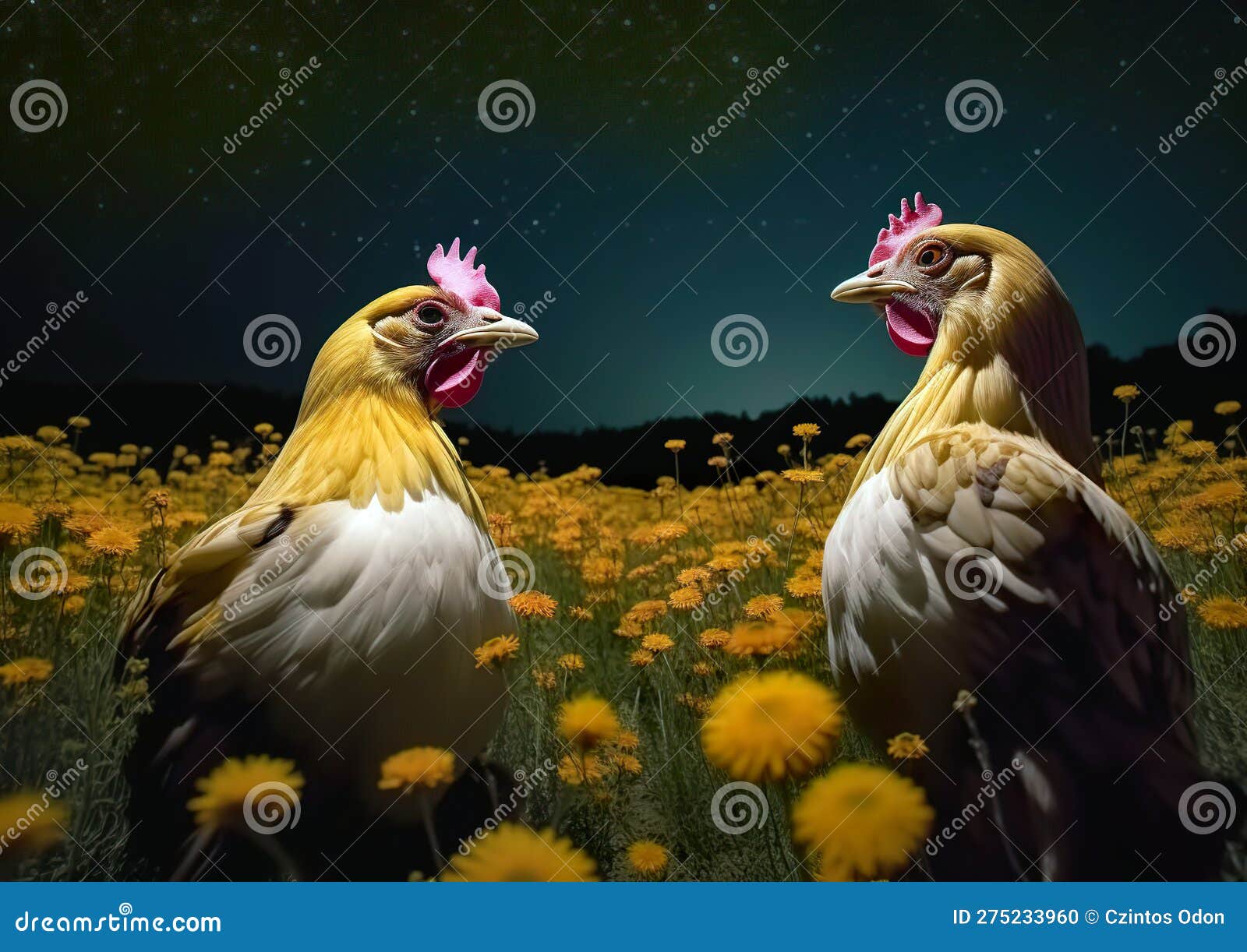 Two Cool Chickens Pose. Despite Being in an Unfamiliar Environment ...