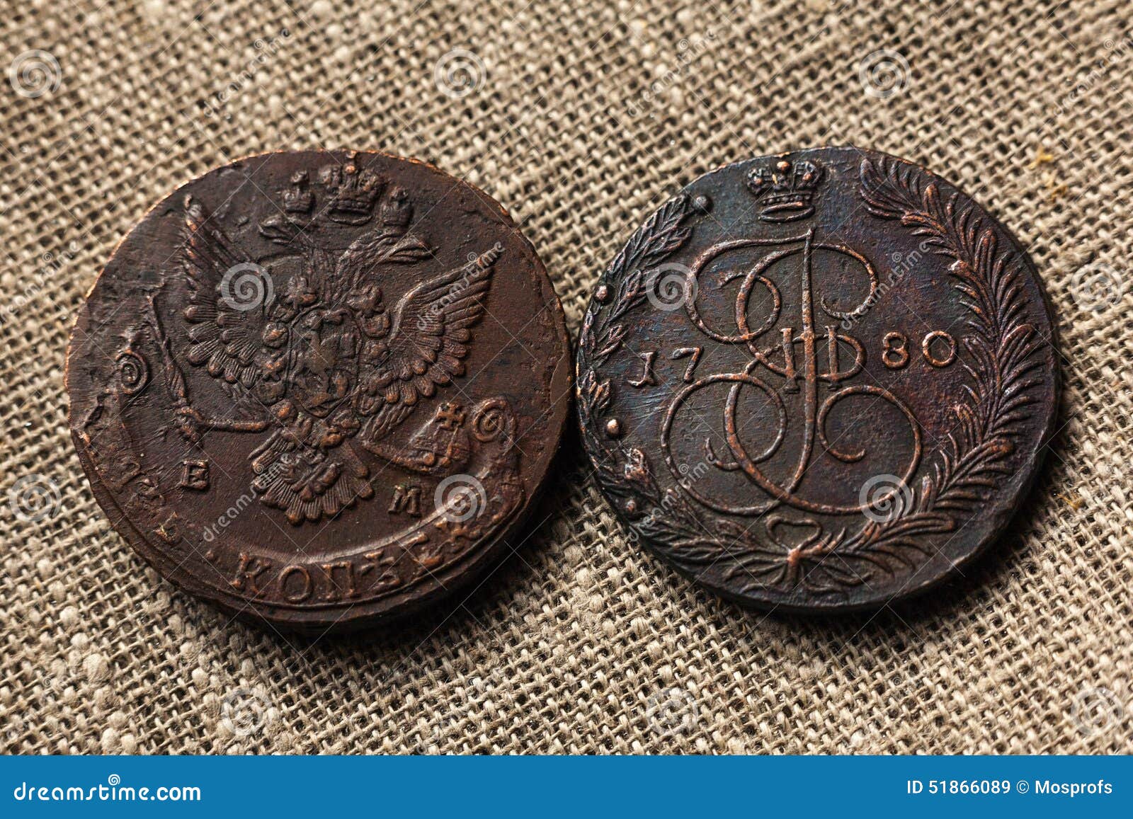 Two copper coins stock image. Image of vintage, symbol - 51866089
