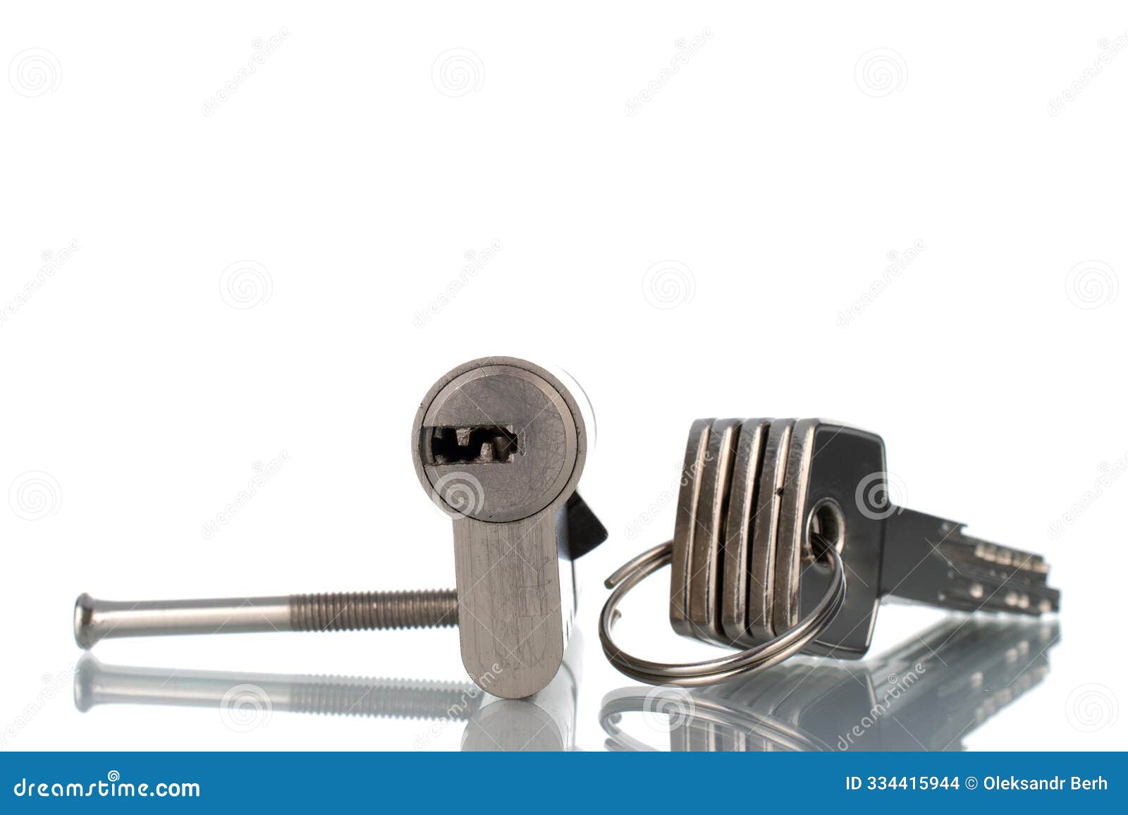 Cores of Locks with Keys, Close-up Isolated on White. Stock Photo ...
