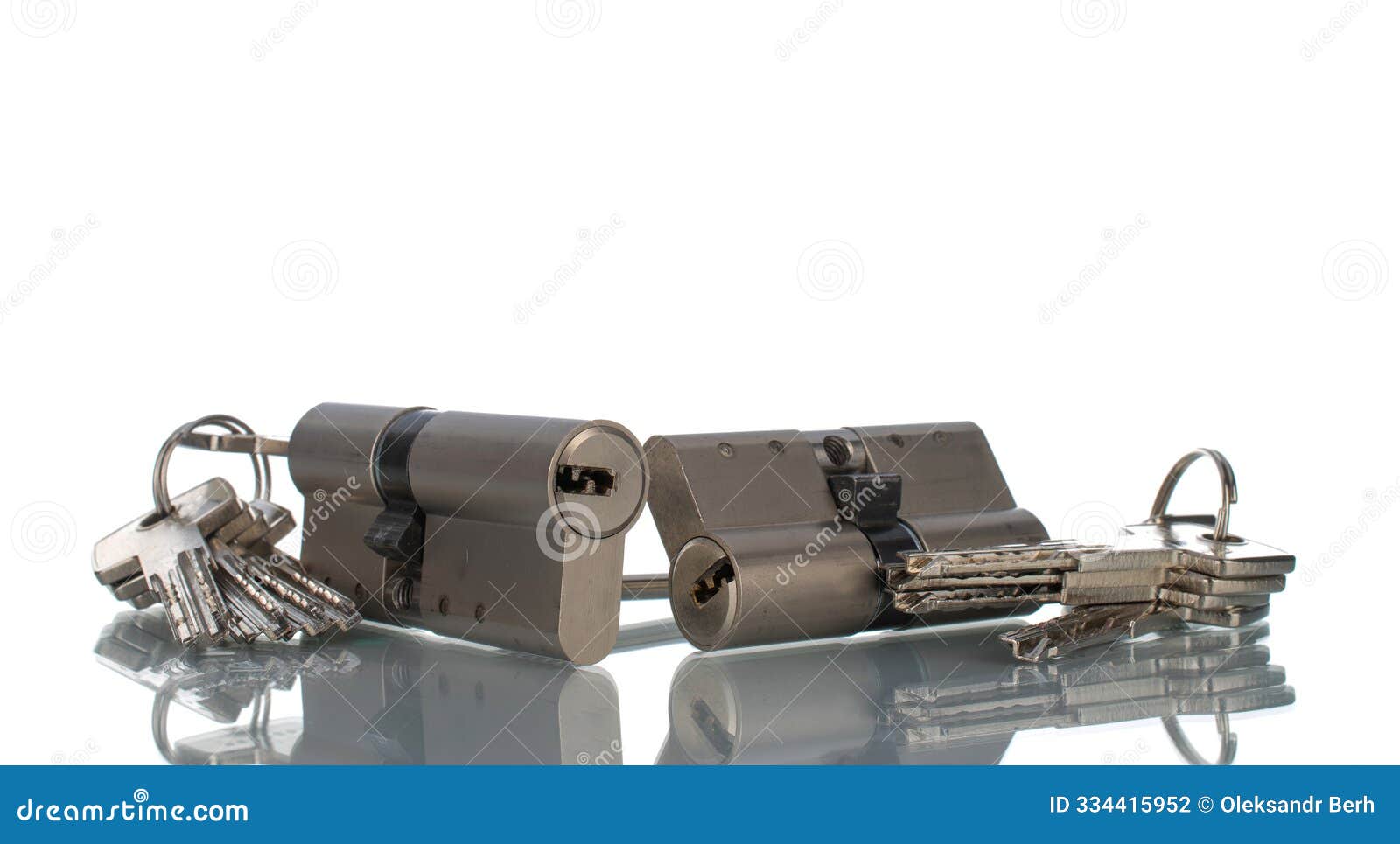 Cores of Locks with Keys, Close-up Isolated on White. Stock Photo ...