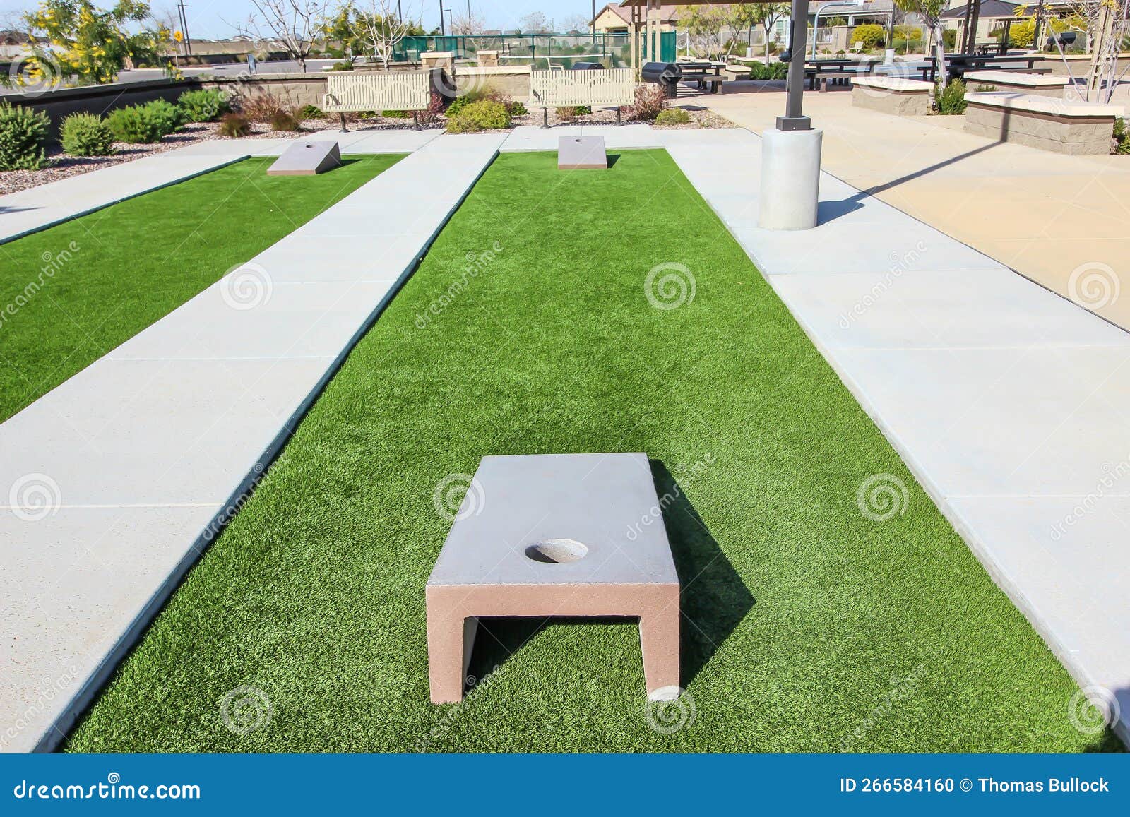 Two Corn Hole Game Courts and Boads Stock Photo - Image of leaning ...