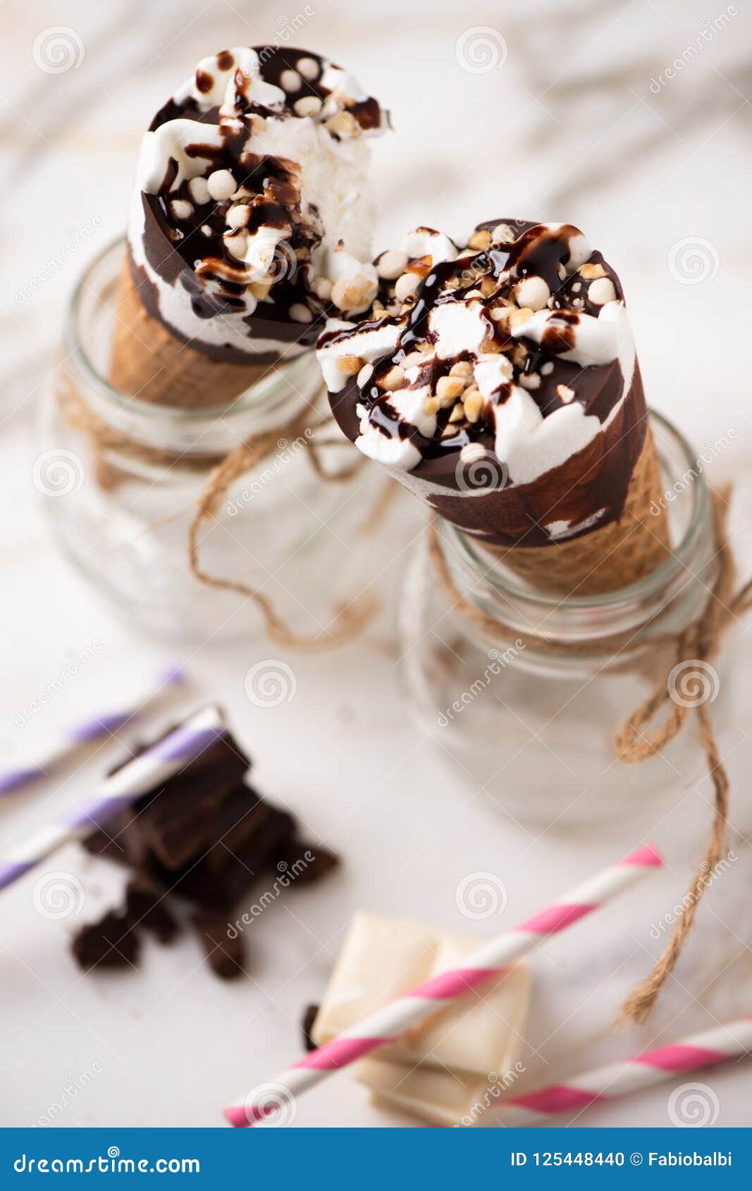 Two Cornetto Ice Cream. Vanilla Ice Cream On Wafle Royalty-Free Stock ...