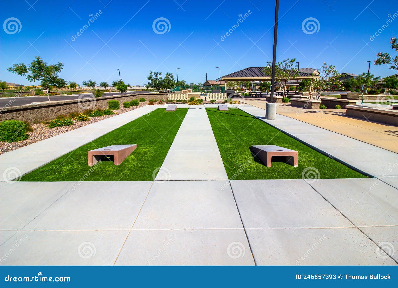 Two Corn Hole Courts in Park Stock Image - Image of cover, bocce: 246857393