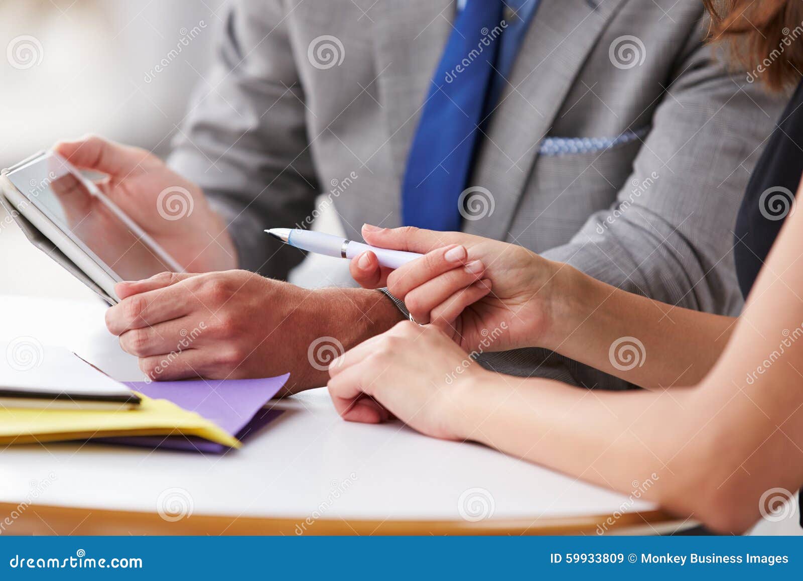 Two Corporate Business Colleagues at Work, Close Up of Hands Stock ...
