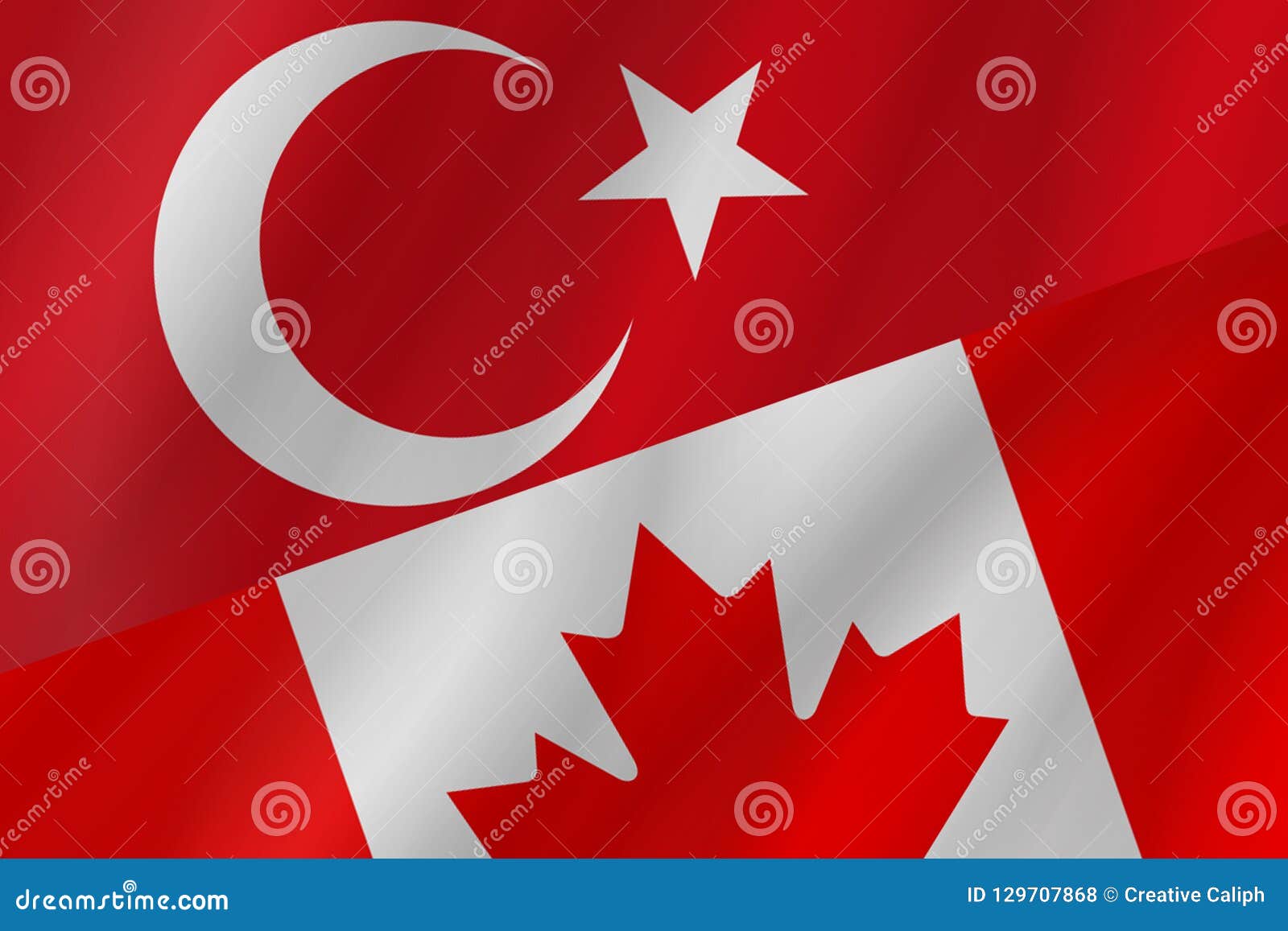 The Two Country Flags of Republic of Turkey and Canada. Stock ...