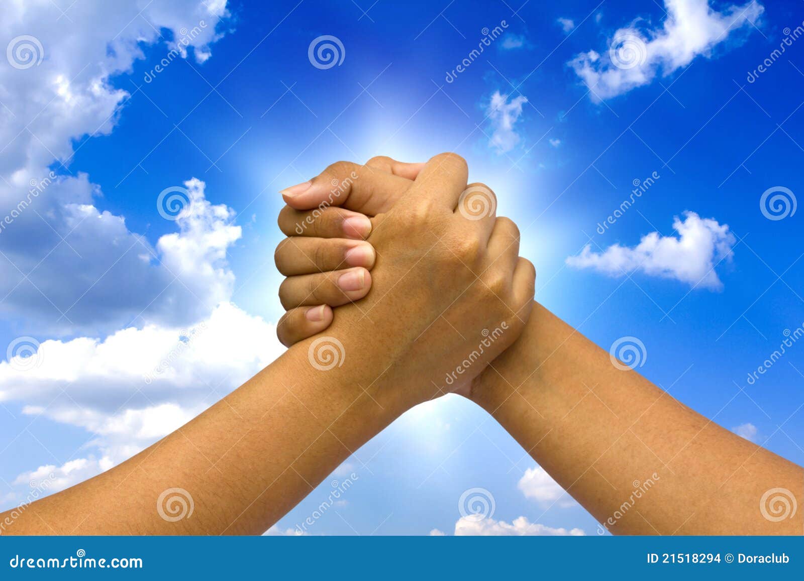 Two coupled hands, on sky. stock photo. Image of help - 21518294
