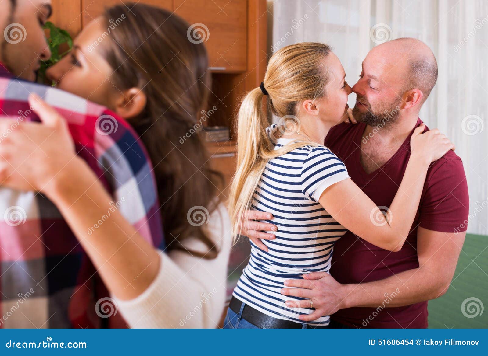 Two Couples Moving in Slow Dance Stock Photo - Image of emotions ...