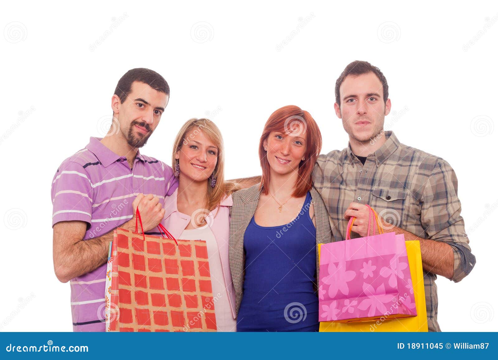Two Couples Shopping stock image. Image of group, cheerful - 18911045