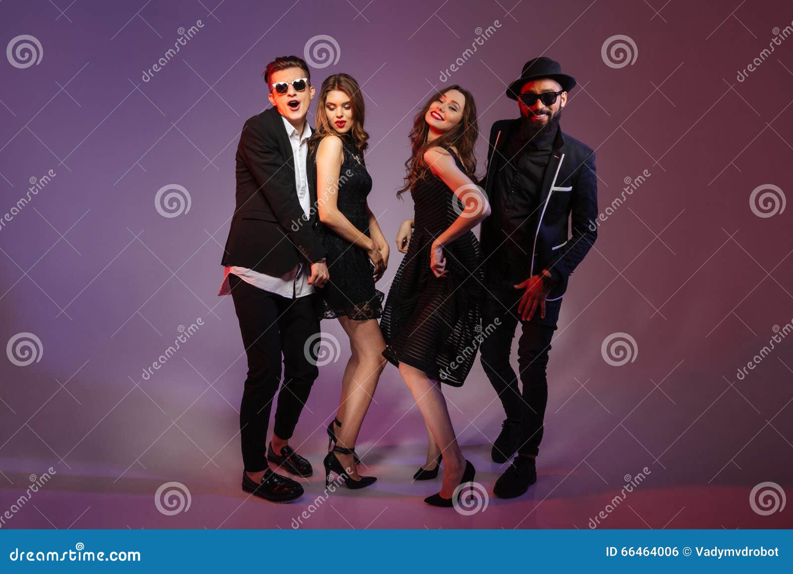 Two Couples of Young Happy People Dancing Stock Photo - Image of four ...