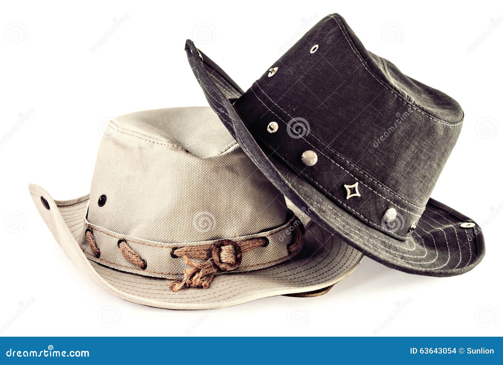 Two Cowboy Hats Isolated on White Stock Photo - Image of clothing ...