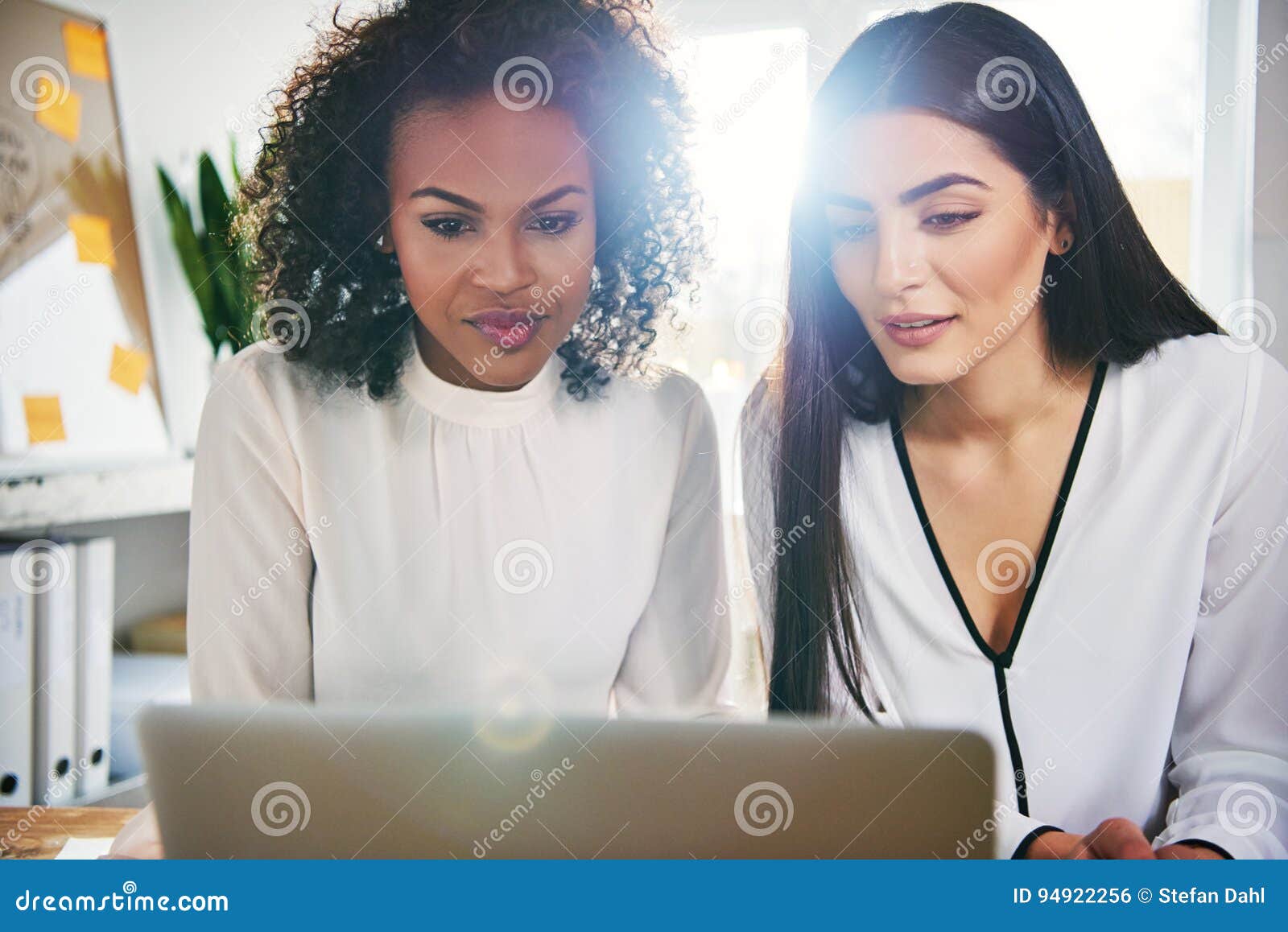 Two Coworkers Working on Project with Laptop Stock Photo - Image of ...