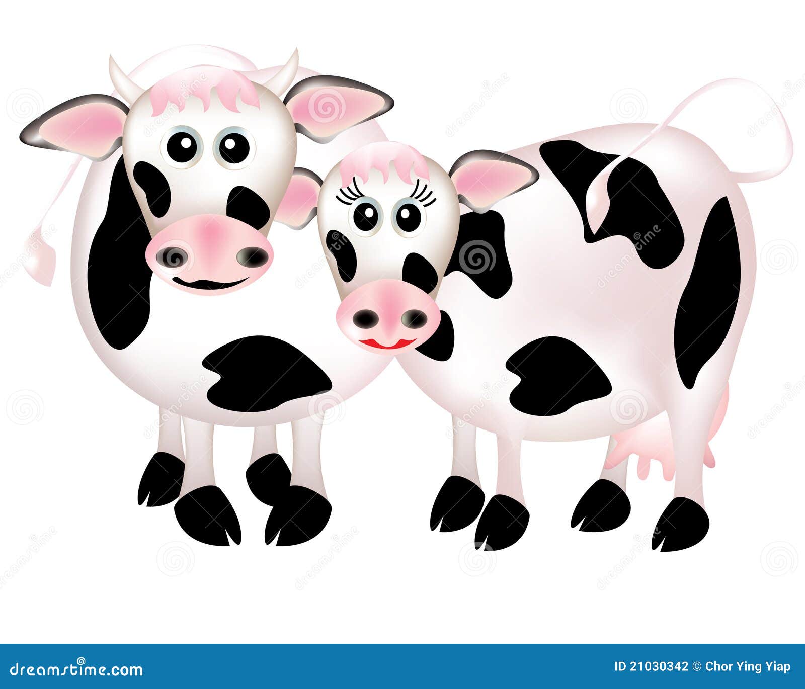 Two cows in love, cartoon stock vector. Illustration of clip - 21030342