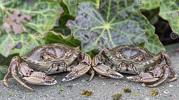 Two Crabs in the Natural Environment. Crabs on the Sand Stock Image ...