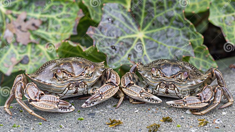 Two Crabs in the Natural Environment. Crabs on the Sand Stock Image ...