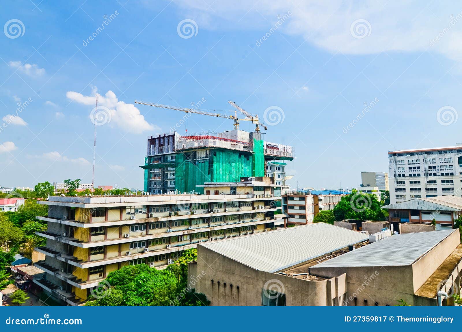 Two Crains on a New Constraction Site of High-rise Building Stock Image ...
