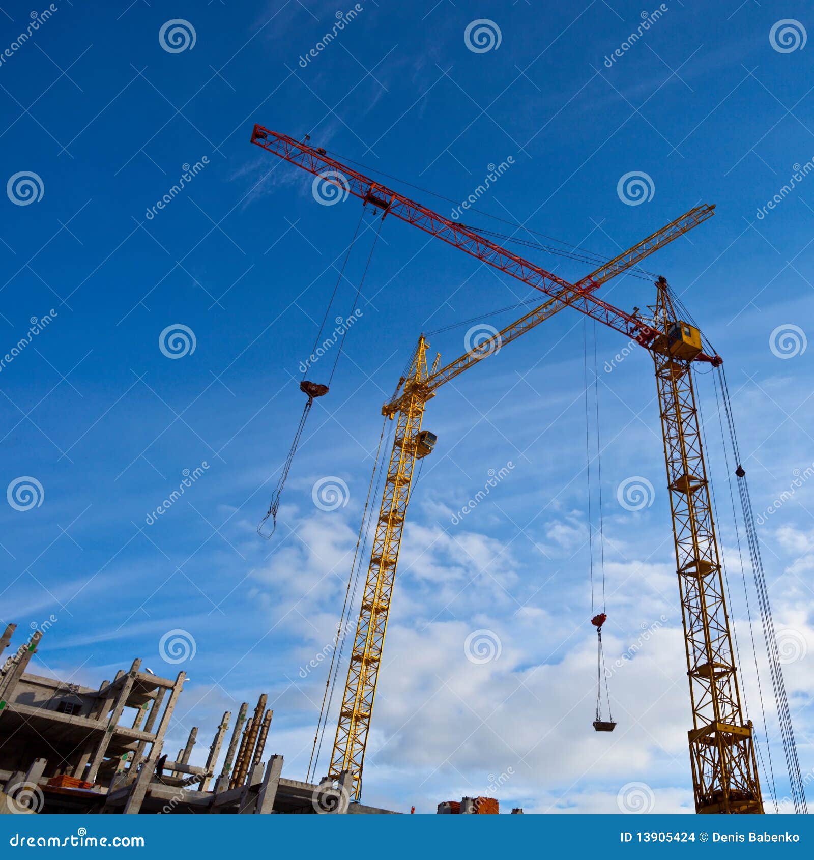 Two cranes stock photo. Image of estate, cloud, facade - 13905424