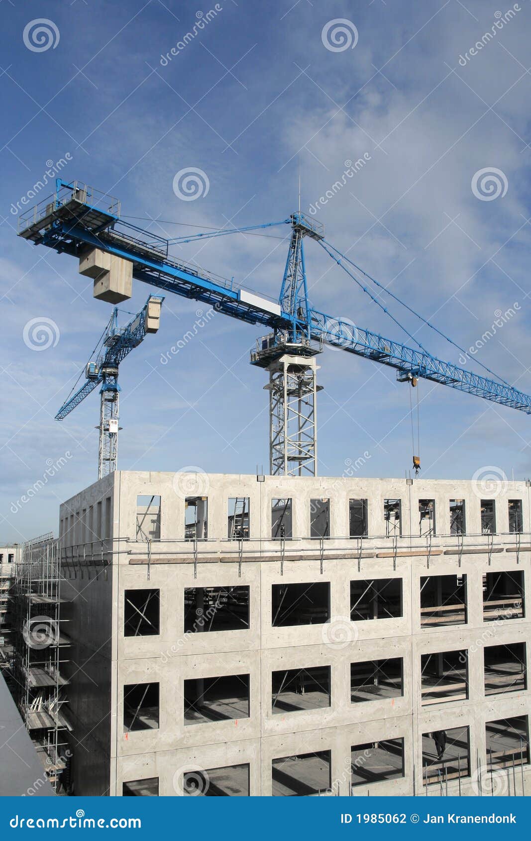 Two Cranes stock photo. Image of cranes, scaffolding, construction ...
