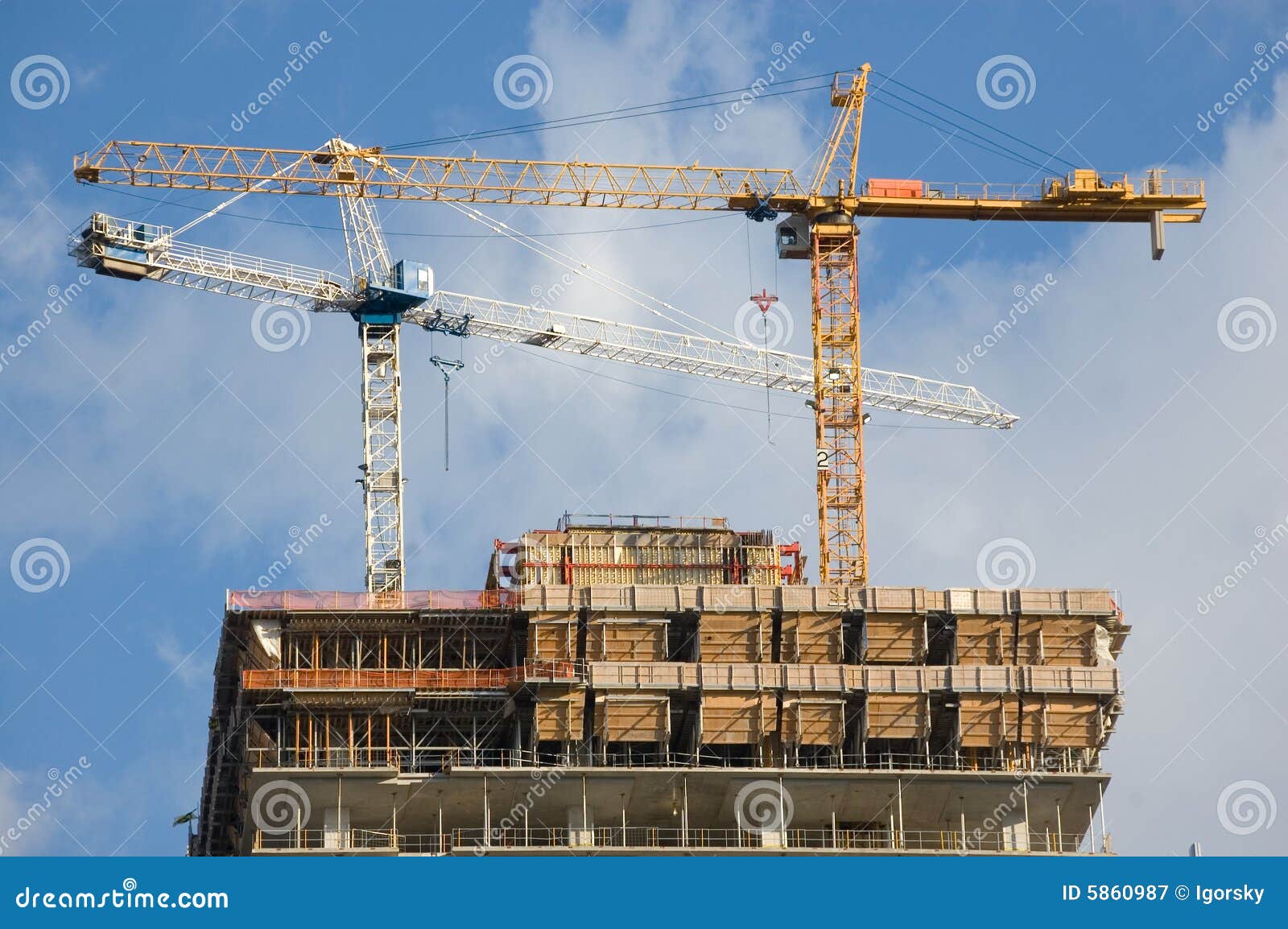 Two cranes stock image. Image of construction, crane, building - 5860987