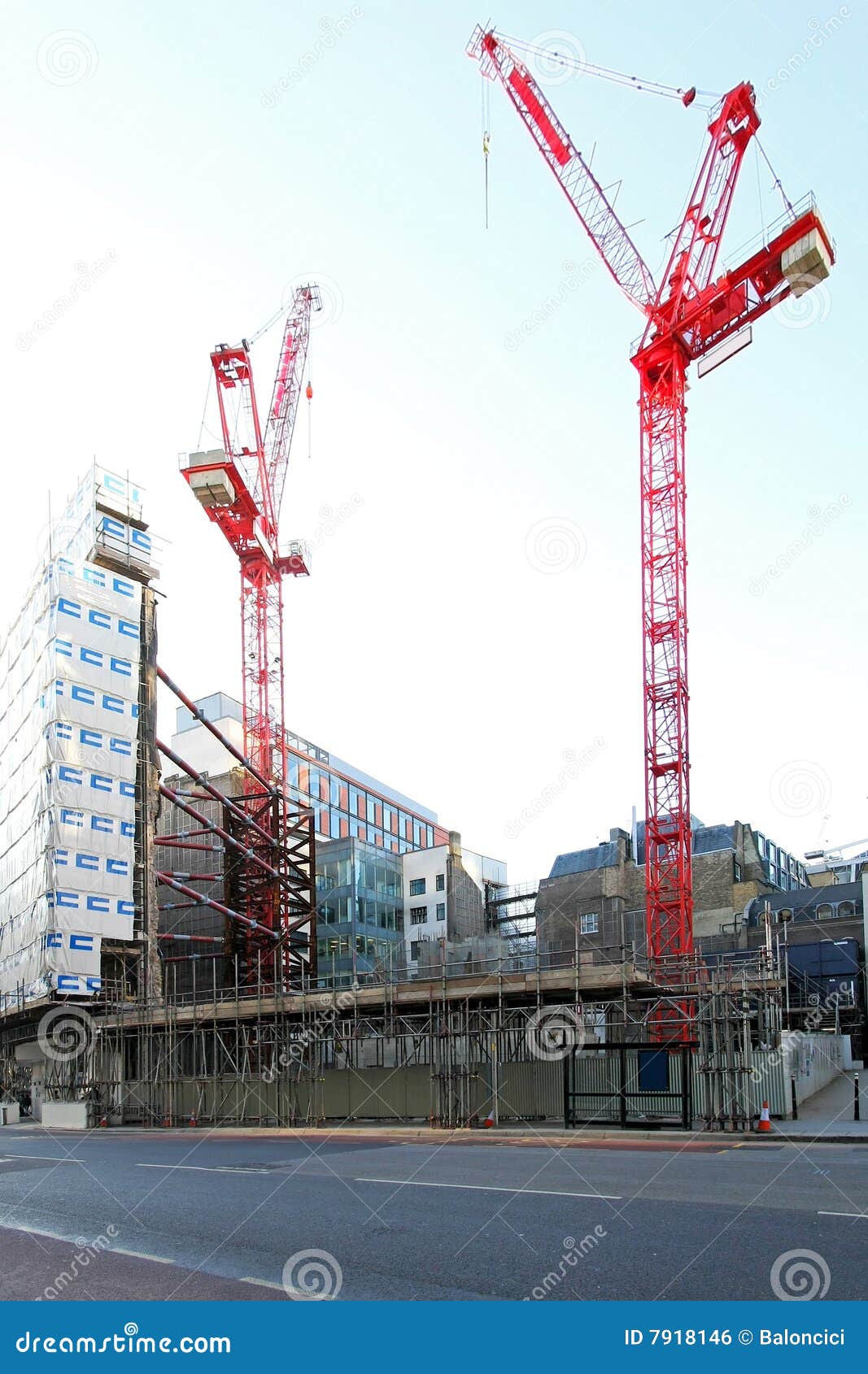 Two cranes stock photo. Image of build, machinery, buildings - 7918146