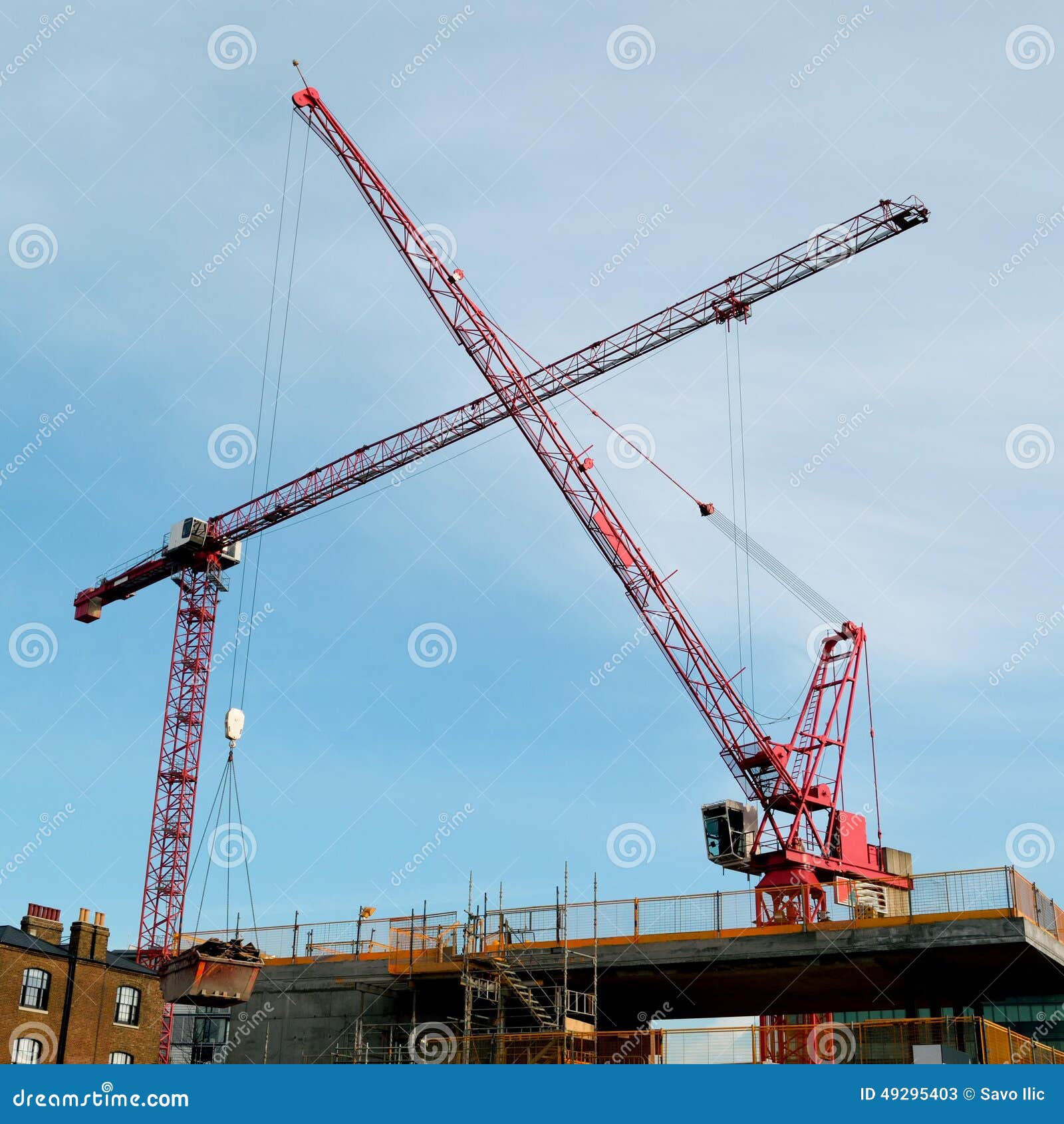 Two cranes stock image. Image of work, heavy, development - 49295403