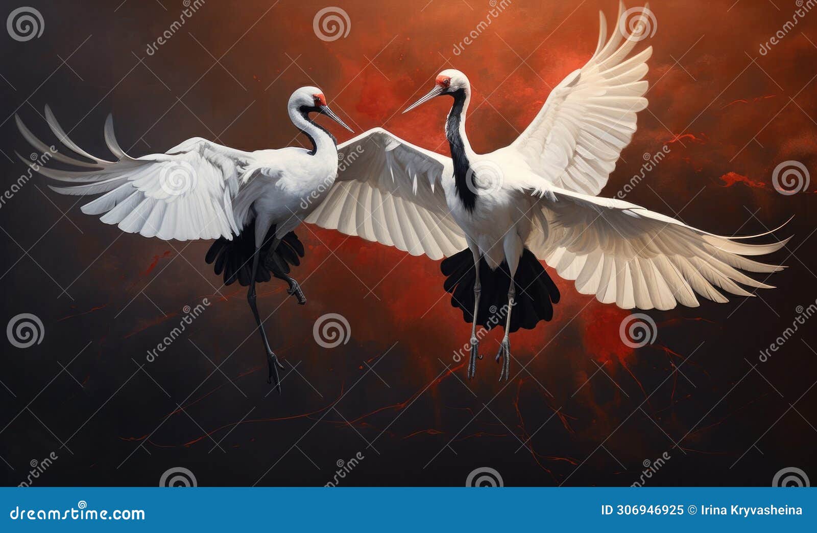 Two Cranes Flying Close To Each Other Stock Image - Image of majestic ...