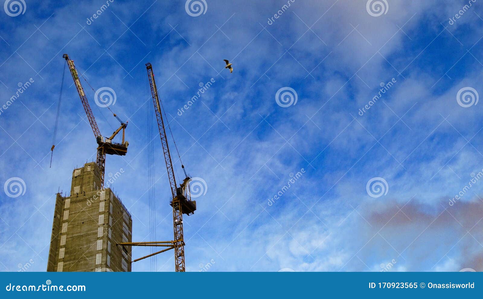 Two Cranes on a High Rise Construction Site Stock Image - Image of site ...