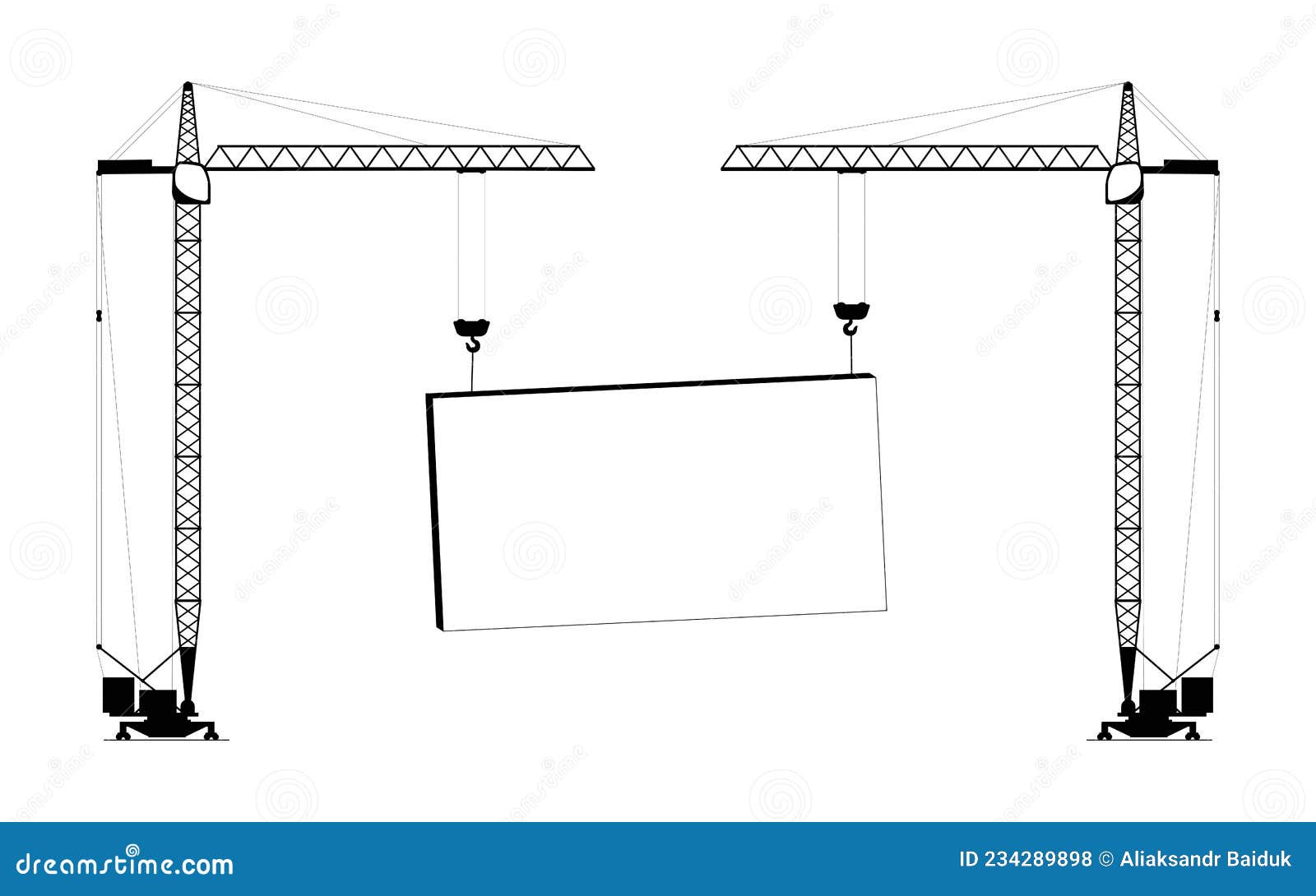 Two Cranes are Holding a White Plate. Concept Stock Vector ...