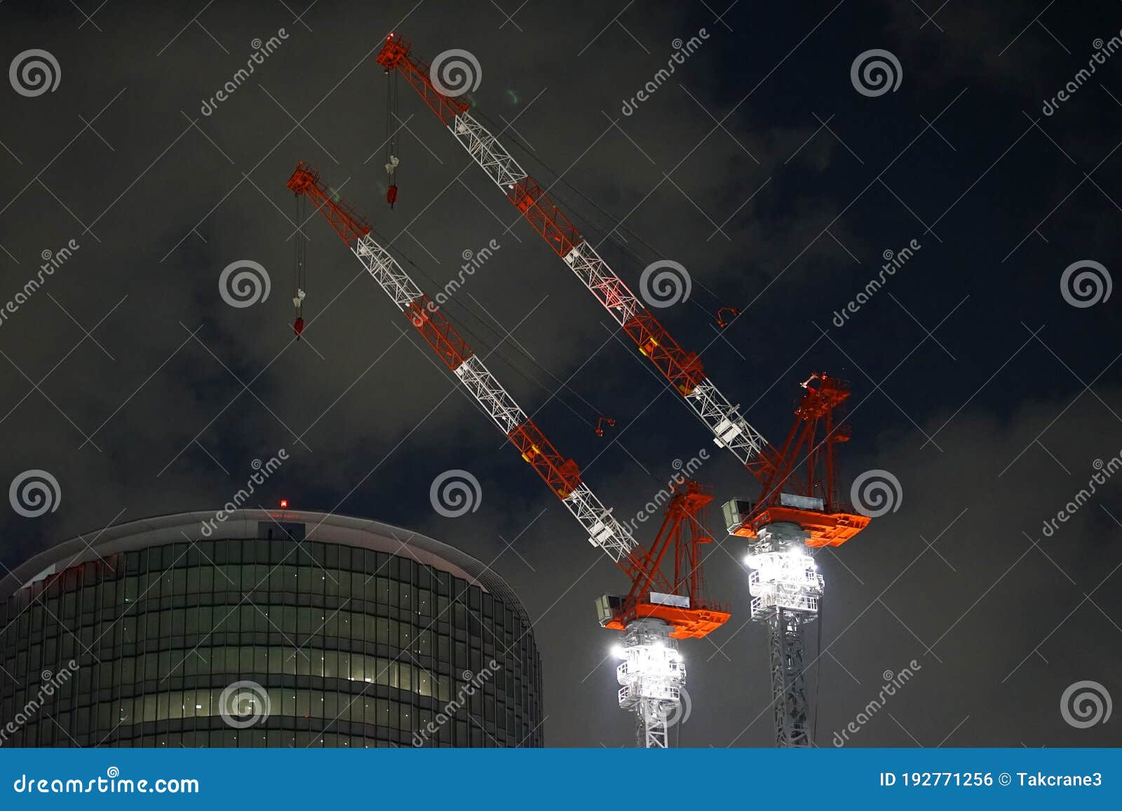 Night crane stock photo. Image of light, cranes, construction - 192771256