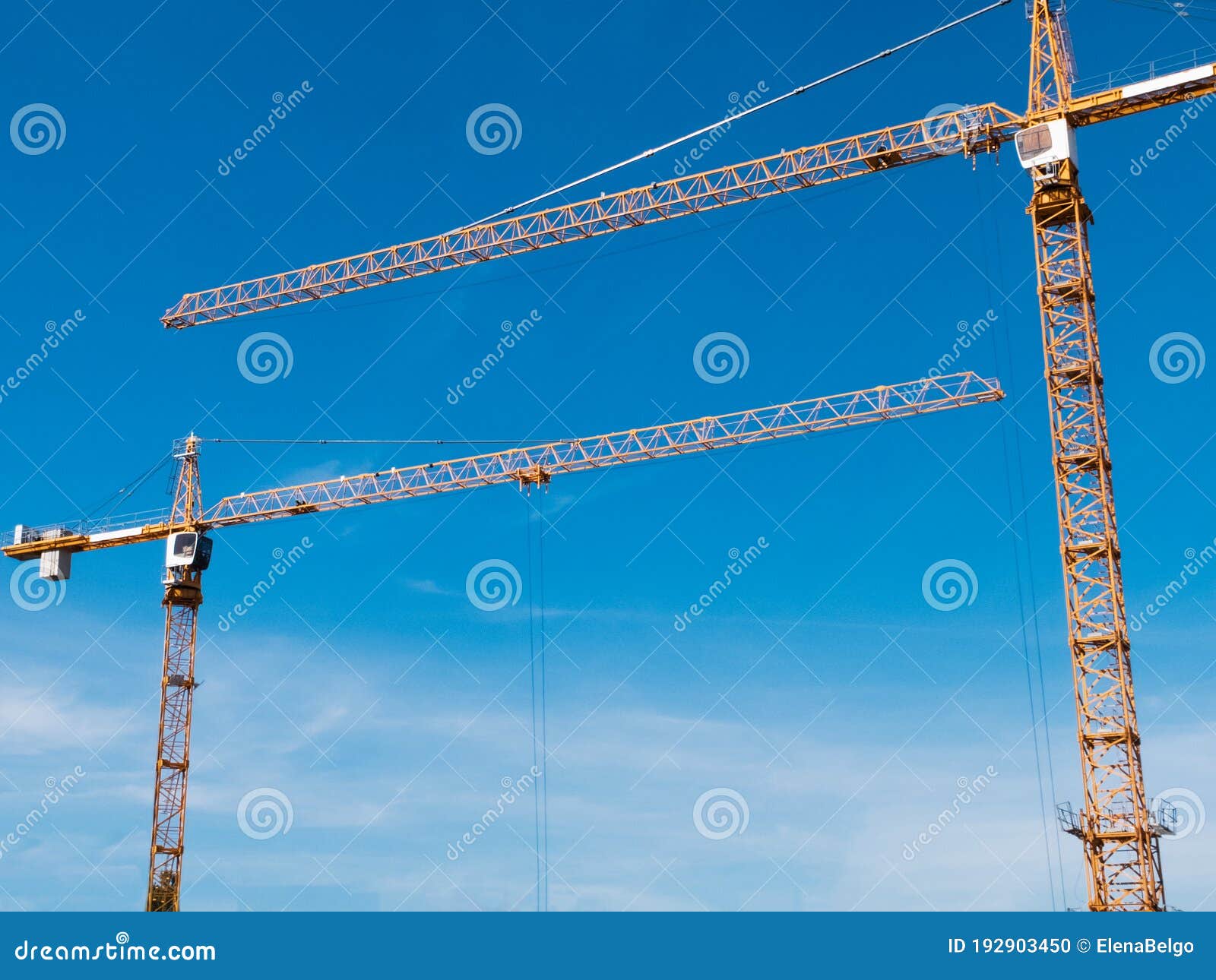 Two Cranes Opposite Each Other Visually Create an Arch. Stock Photo ...