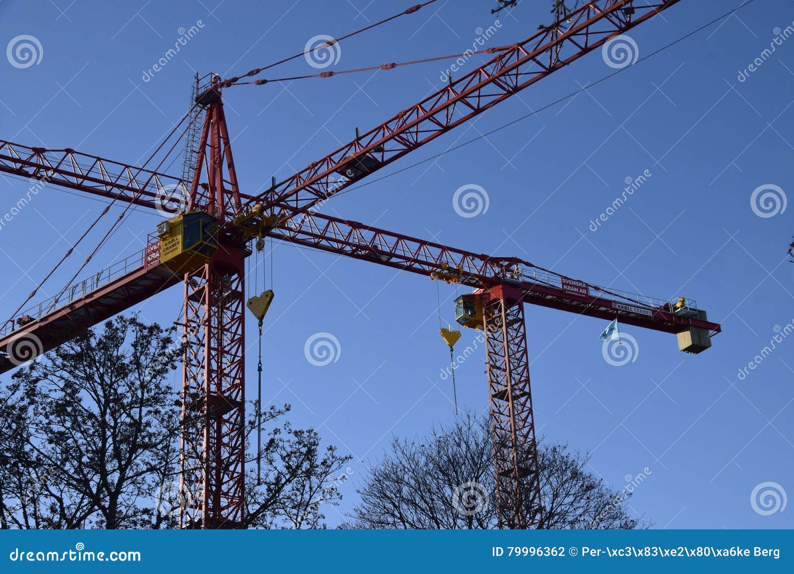 Two cranes stock photo. Image of workplace, cranes, city - 79996362