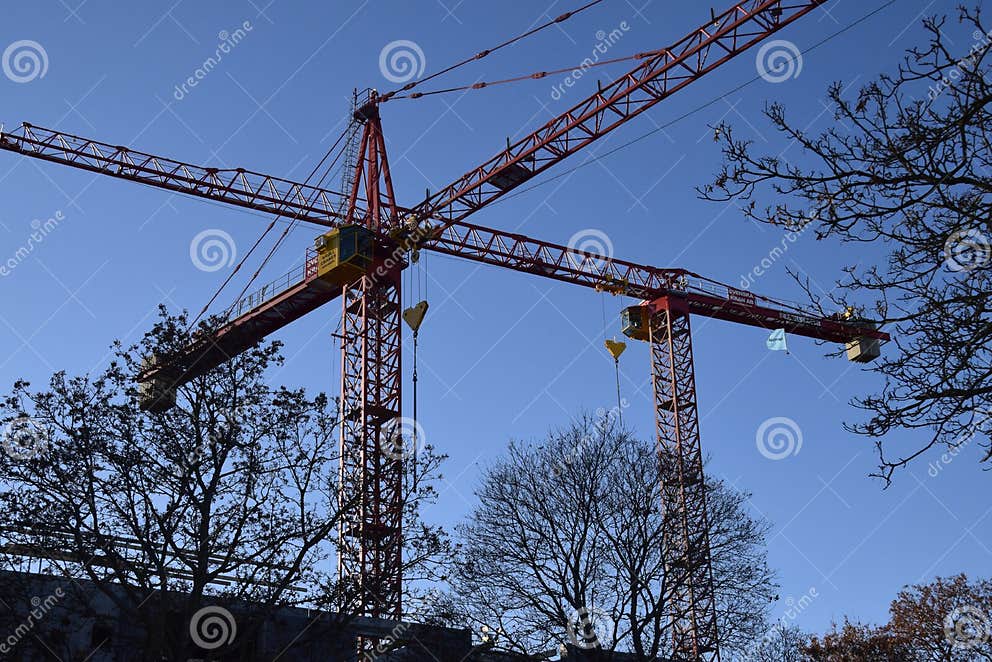 Two cranes stock photo. Image of transport, construction - 79996406