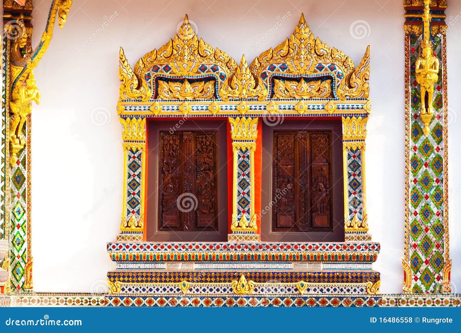 Two Craved Windows with Mosaic Frame Stock Photo - Image of ancient ...