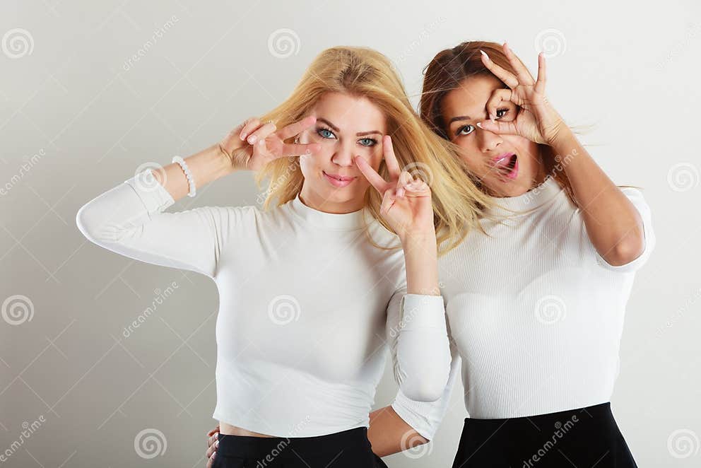 Two Crazy Girls Playing Around Together Stock Image Image Of Happy Female 91410021