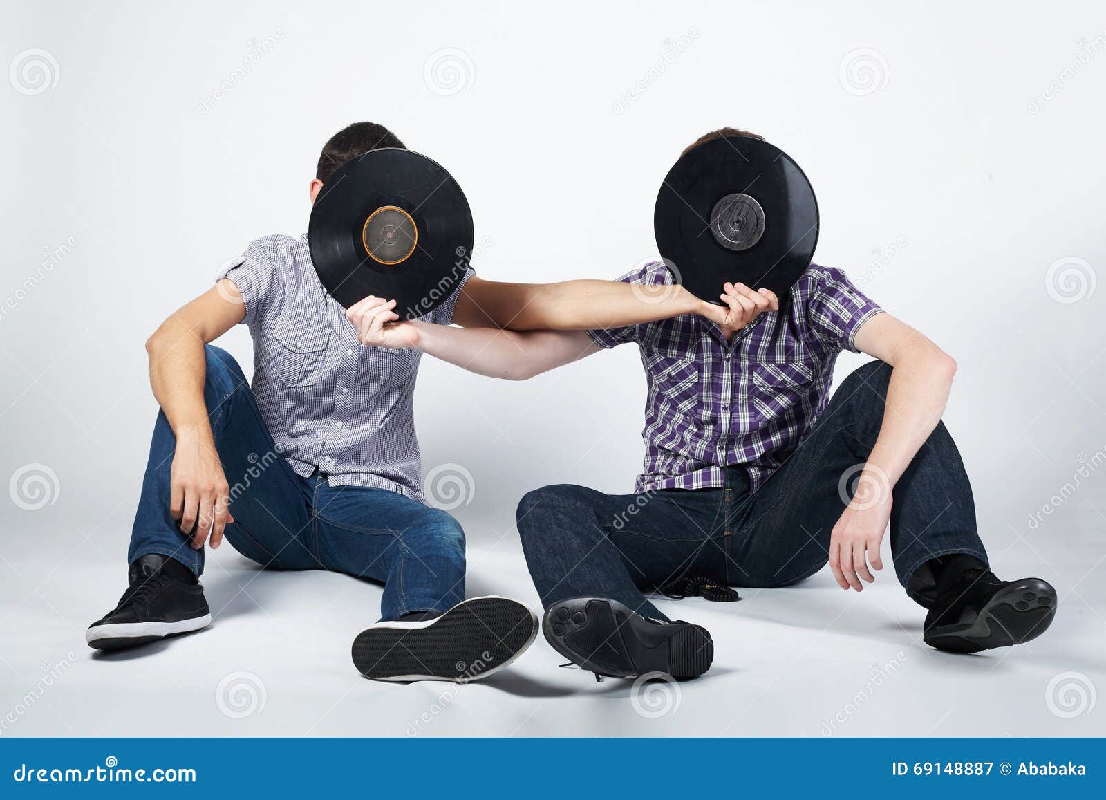 Two crazy guys with plates stock image. Image of plate - 69148887
