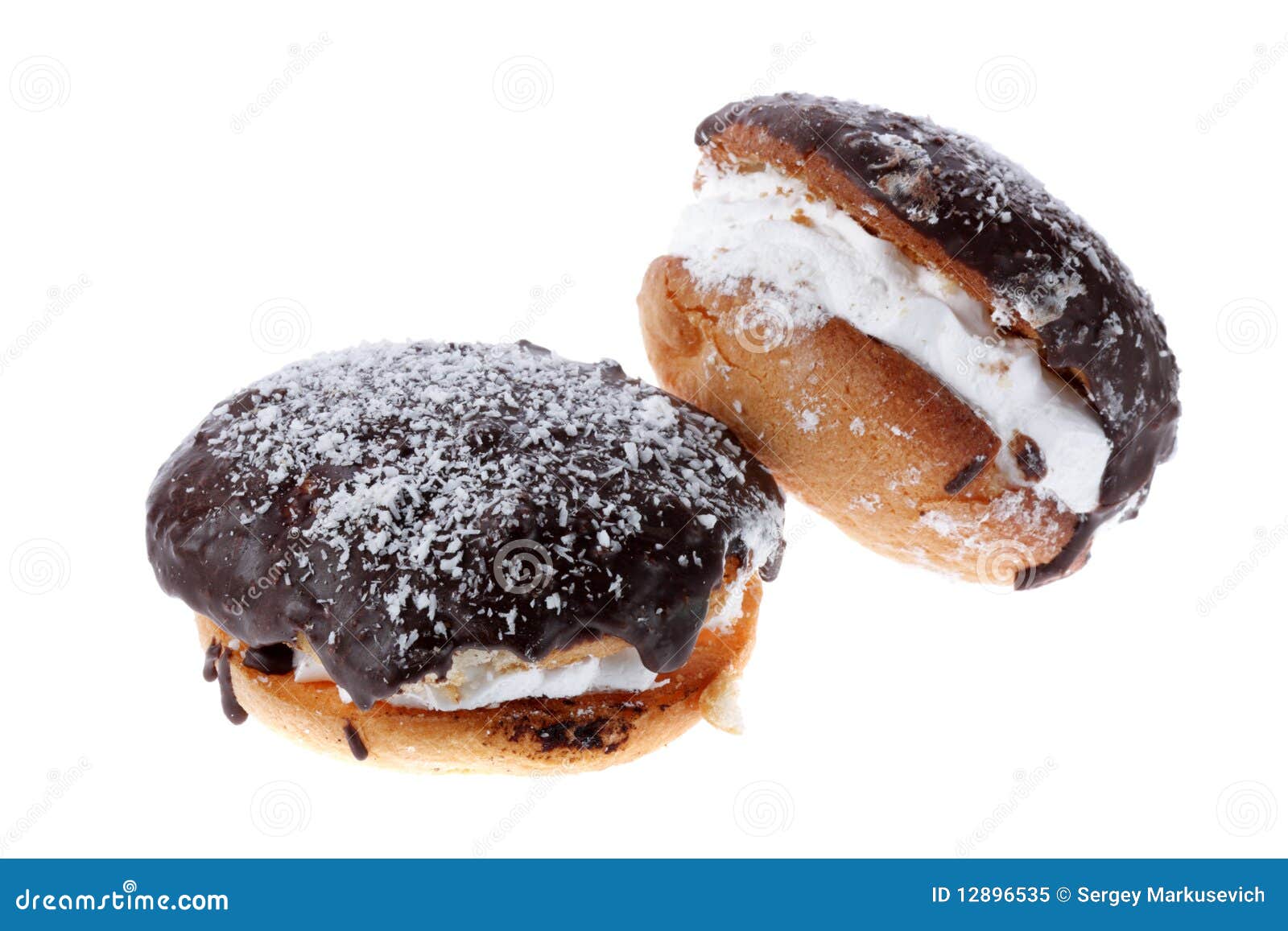 Two cream puffs stock image. Image of cream, chew, whipped - 12896535